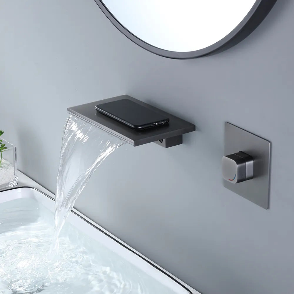 Waterfall Sink Faucet | Widespread Bathroom Faucet | Chrome FAUCETEC